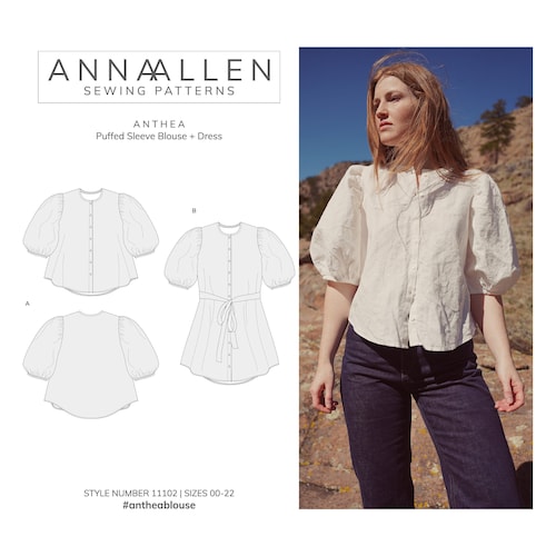 Anthea Blouse Dress PDF Sewing Pattern Sizes 00-22 - Etsy Australia