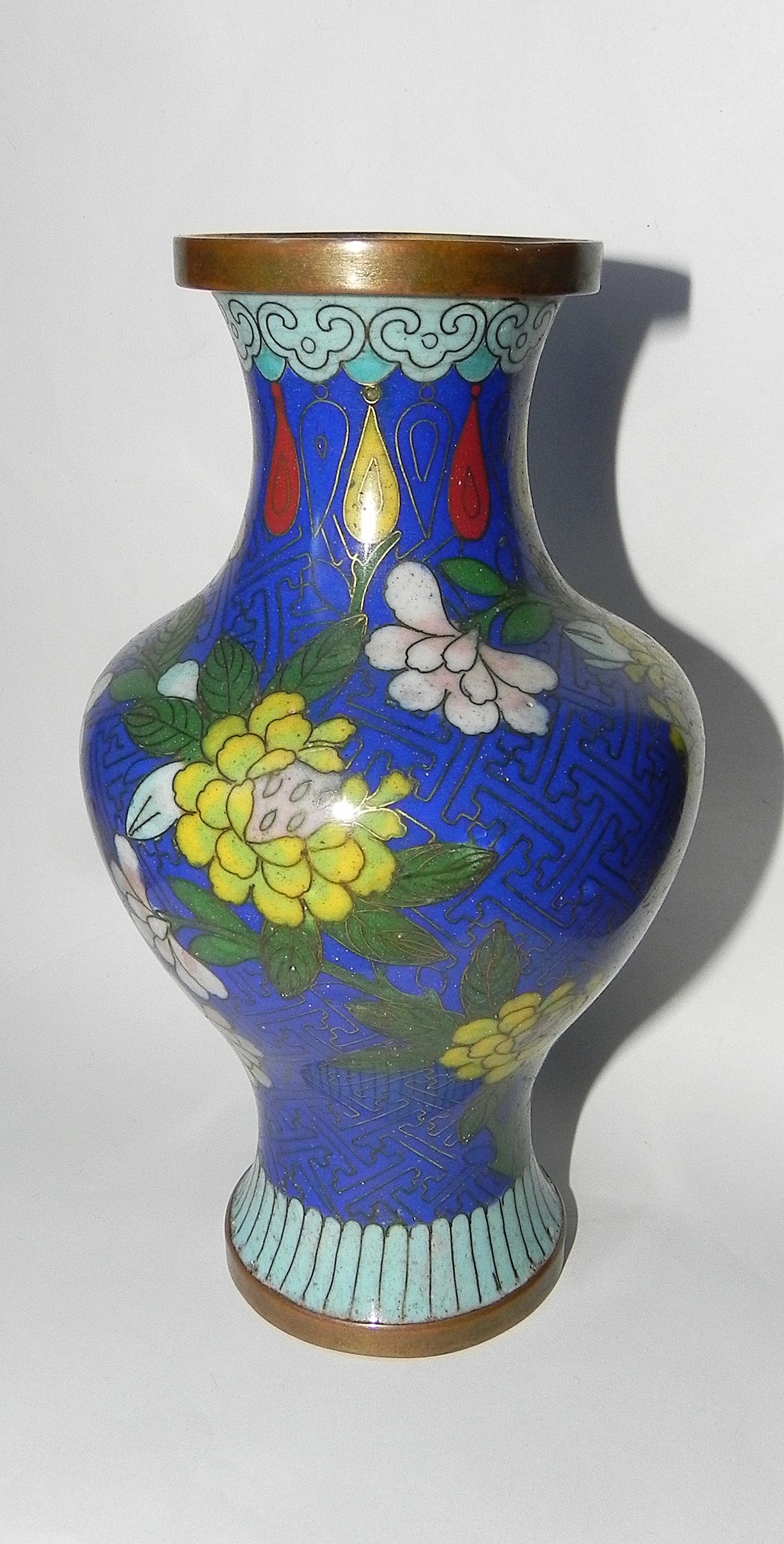 Vintage Deep Blue Cloisonne Vase with Floral Design. Very | Etsy