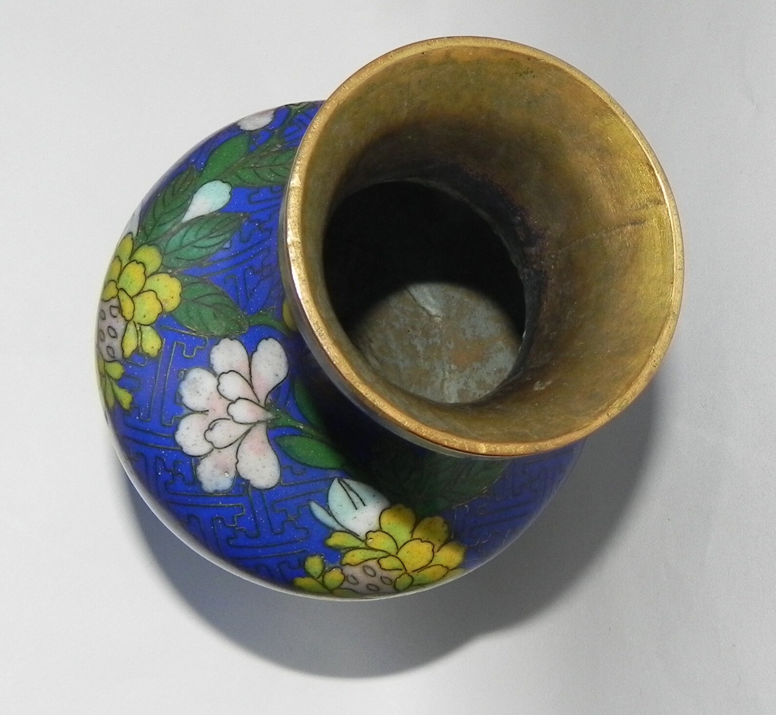 Vintage Deep Blue Cloisonne Vase with Floral Design. Very | Etsy