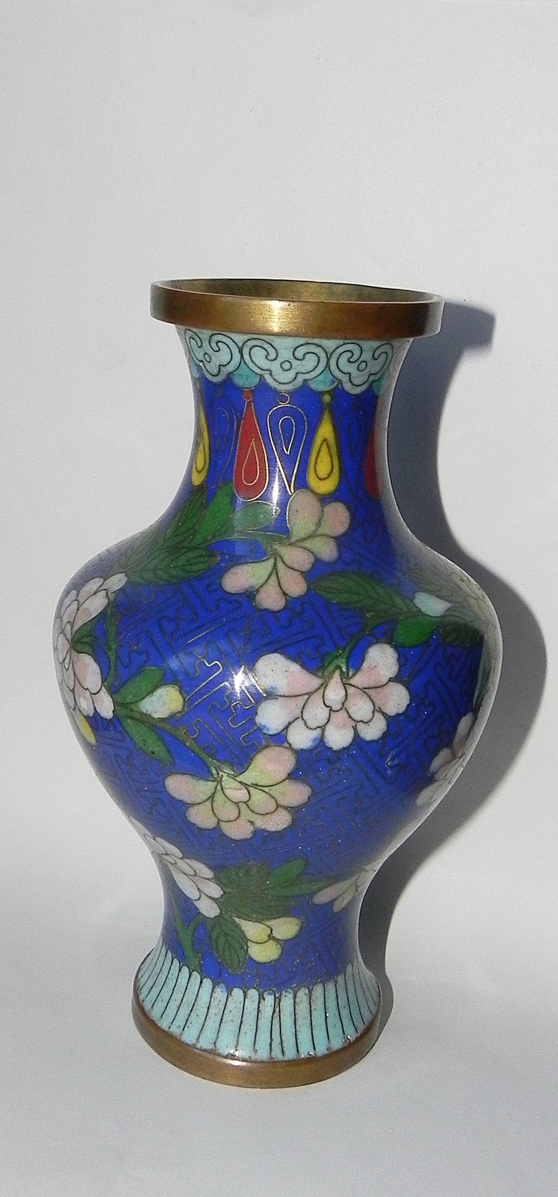 Vintage Deep Blue Cloisonne Vase with Floral Design. Very | Etsy