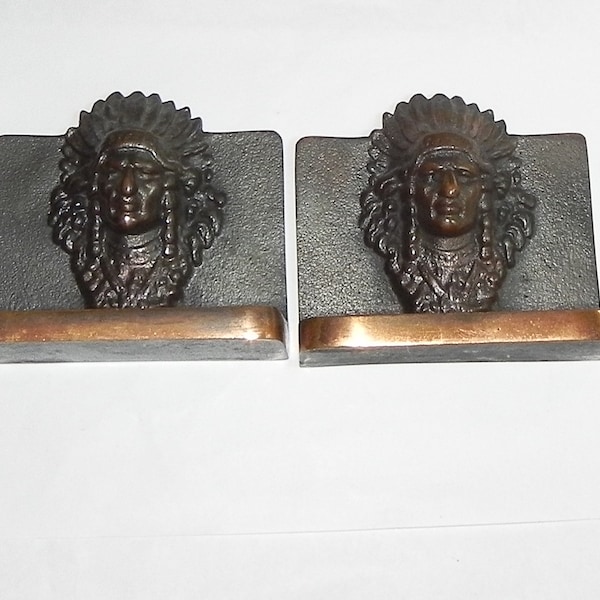 Indian Head Cast Iron Bookends - Etsy