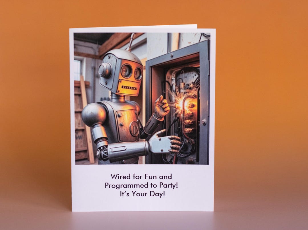 Humorous Robot Handyman Birthday Card for Husband, Boyfriend - Quirky ...