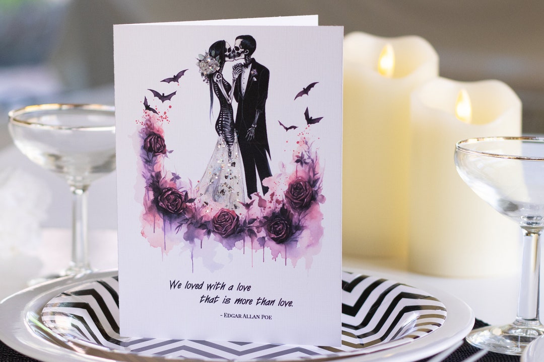Goth Wedding Card, Halloween Wedding, Personalized Card, Couple Card - Etsy