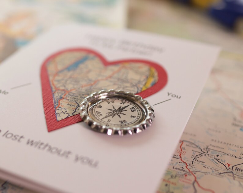 Birthday card for husband personalized custom map | Etsy