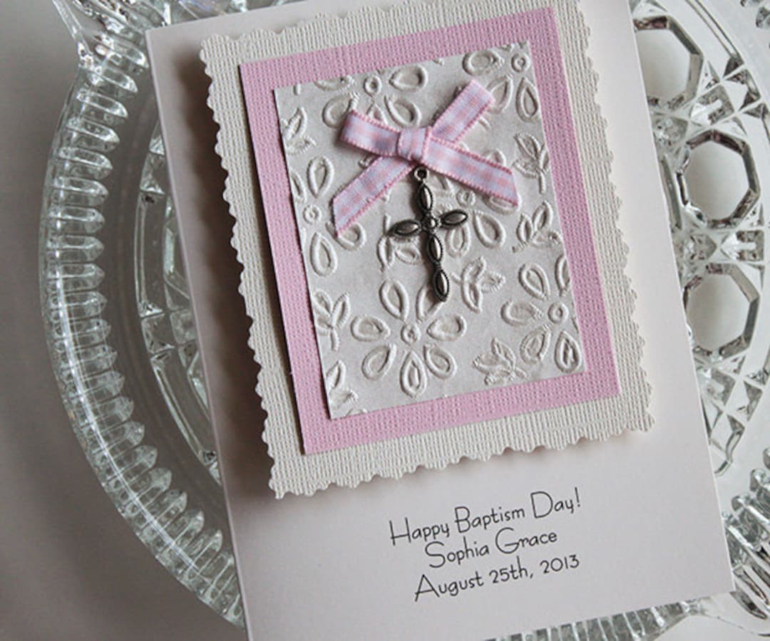 Girl Baptism Card Card for Godchild Shabby Chic Baby Christening Card ...