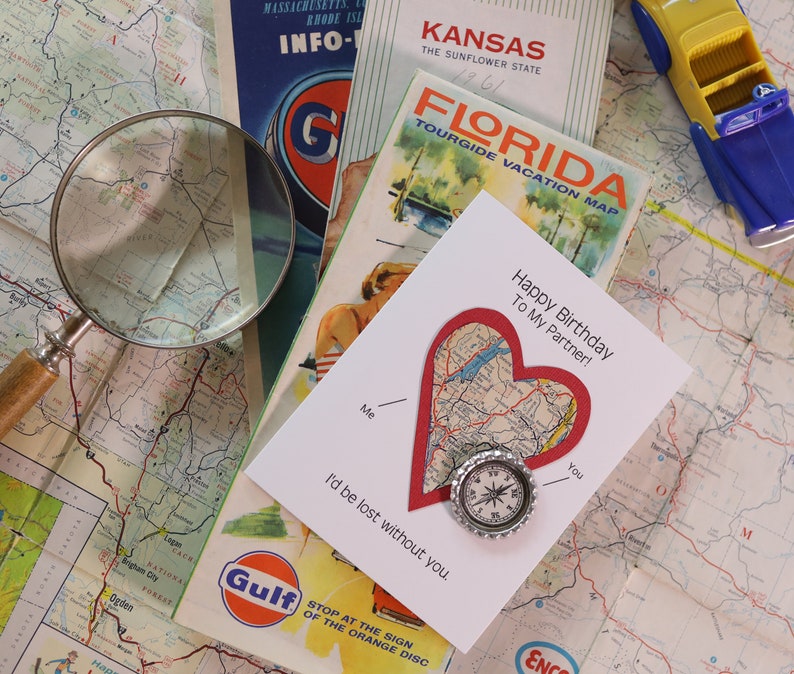 Birthday card for husband personalized custom map | Etsy