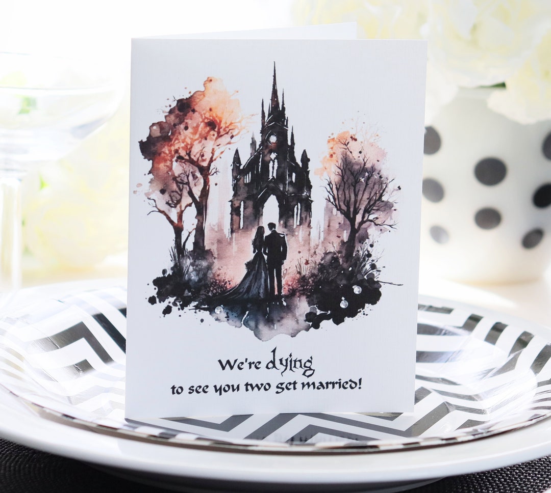 Goth Wedding Card, Gothic Church, Halloween Bridal Shower, Bride and ...