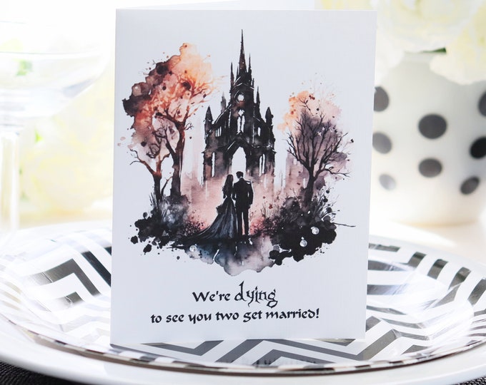 Goth Wedding Card, Gothic Church, Halloween Bridal Shower, Bride and ...
