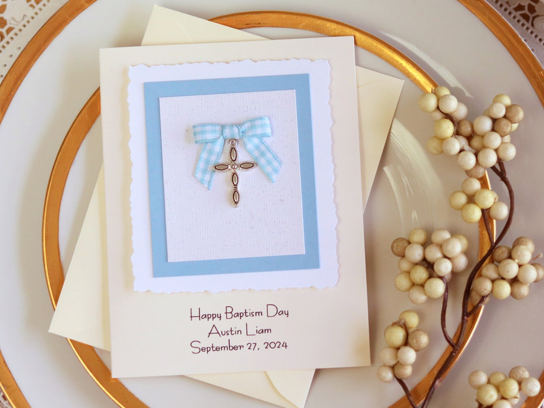 Christening Card, Baptism Gift for Baby Boy, Gift for Godson, - Etsy