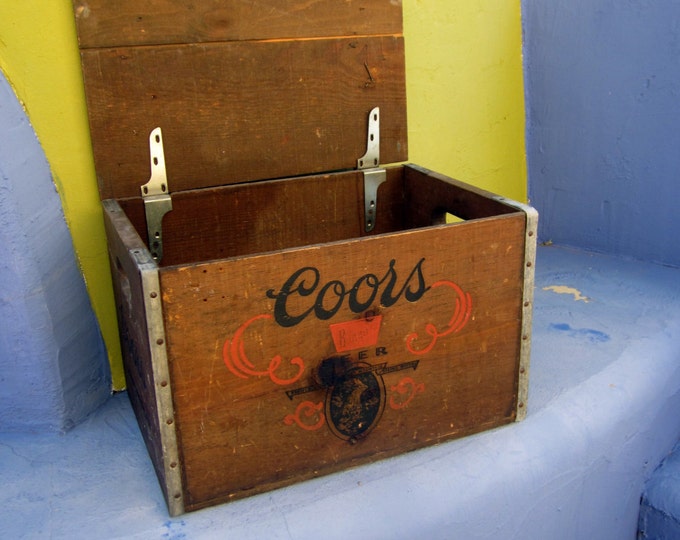 Vintage COORS Beer Crate Beer Box TRUNK W/ Lid Antique Wooden ...