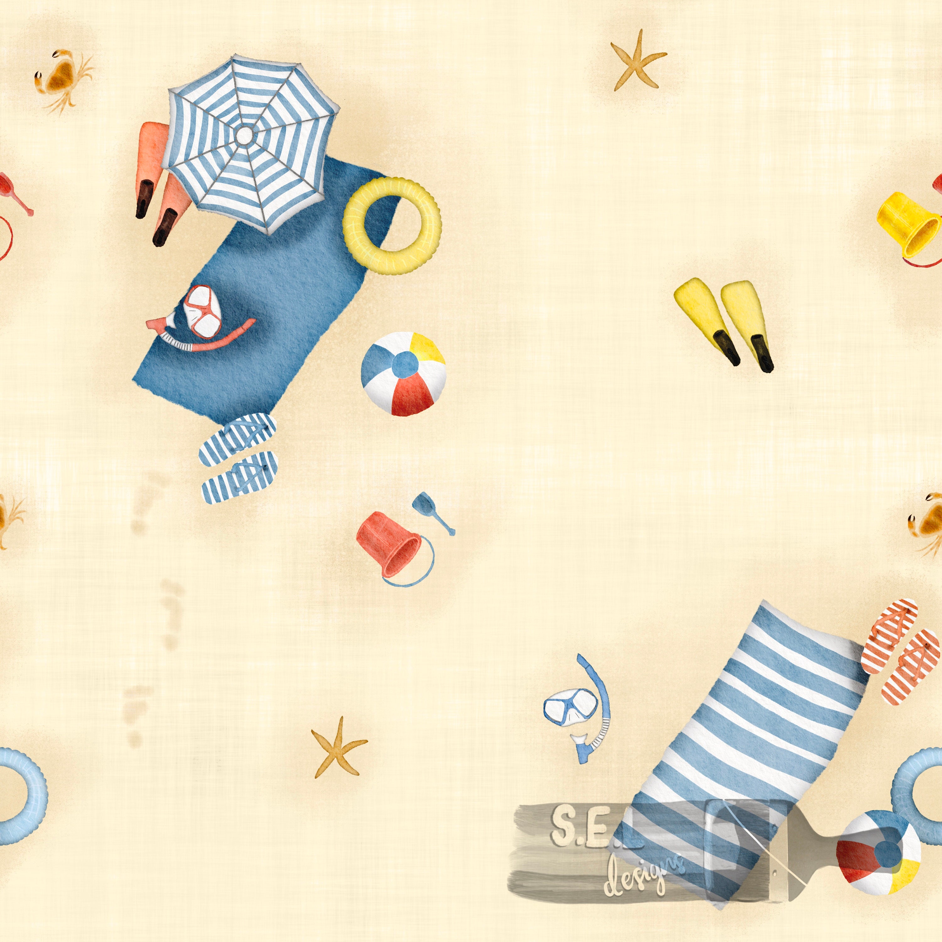 Summer Beach Seamless Design Digital Download Surface | Etsy