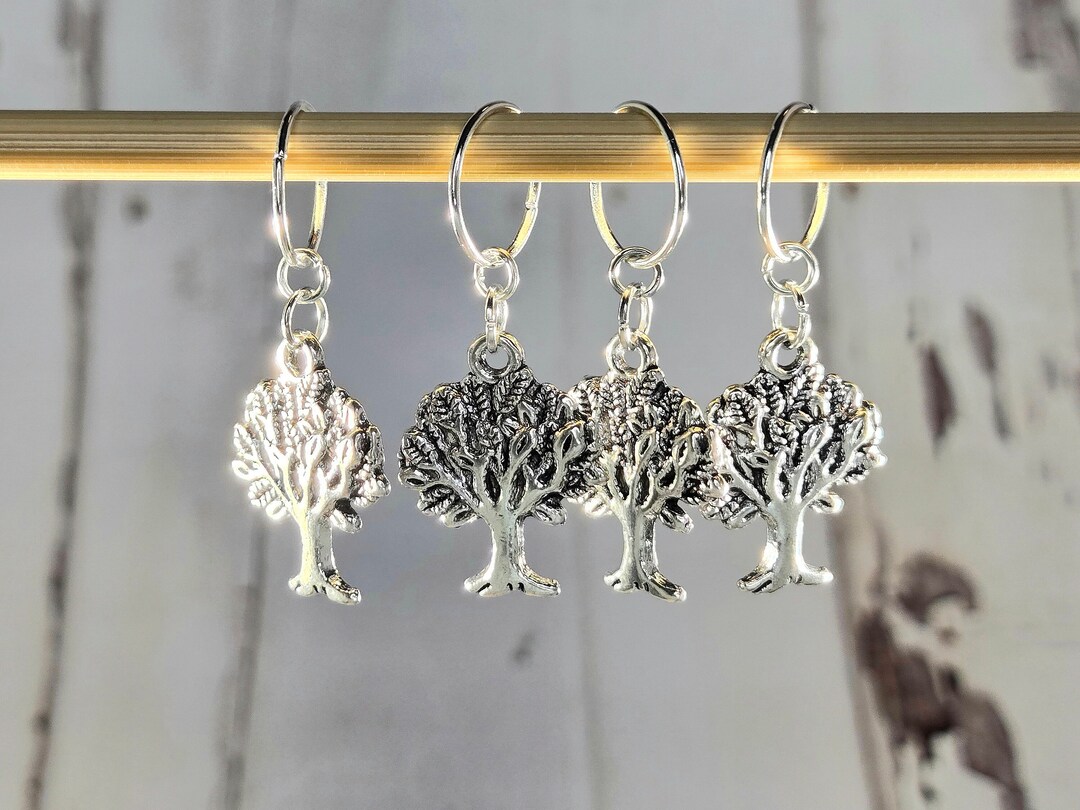 KNIT Silver Tree Ring Stitch Markers - Etsy