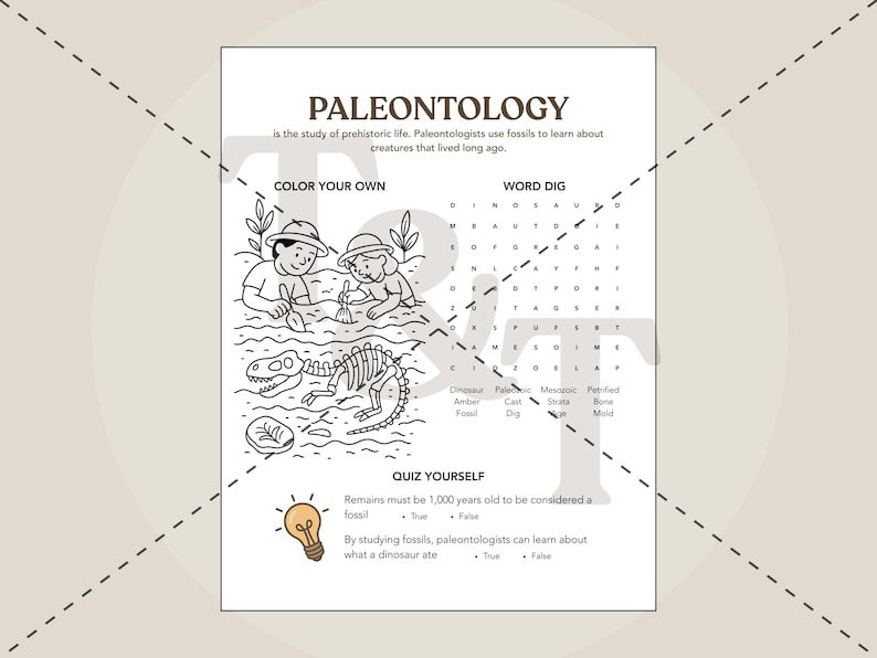 Paleontology Worksheets for Kids | Dinosaurs | Printable STEM ...