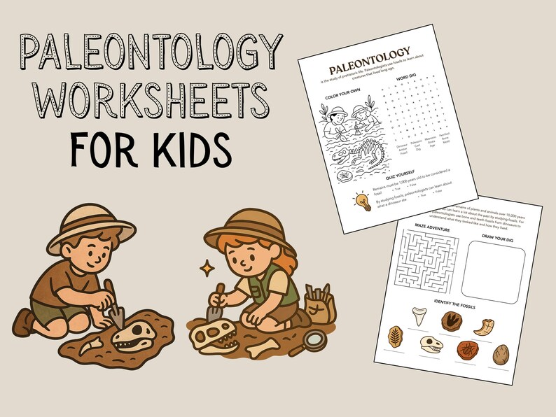 Paleontology Worksheets for Kids | Dinosaurs | Printable STEM ...