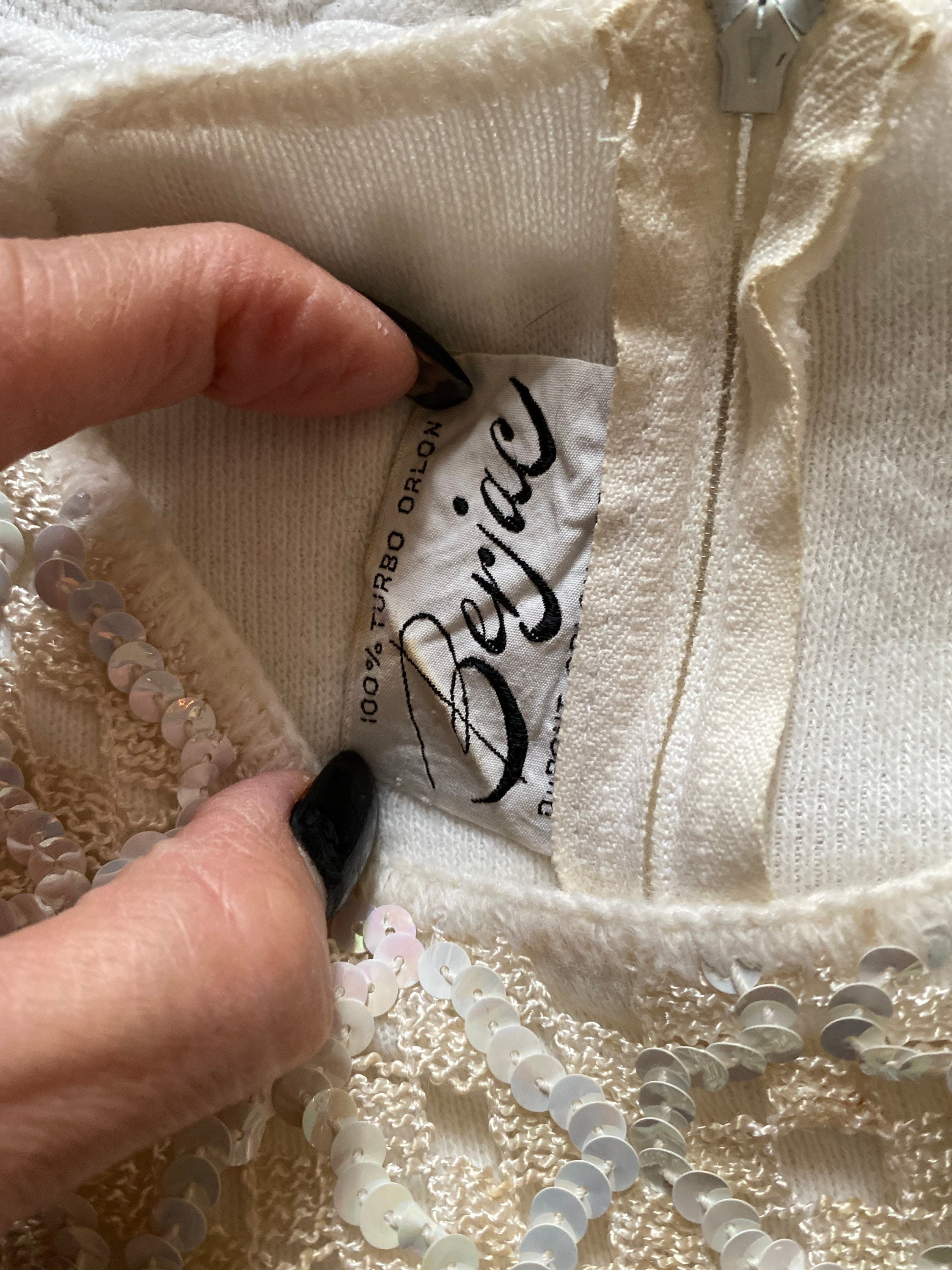 Vintage Sequined 50s or 60's Shell in off White Size Small - Etsy