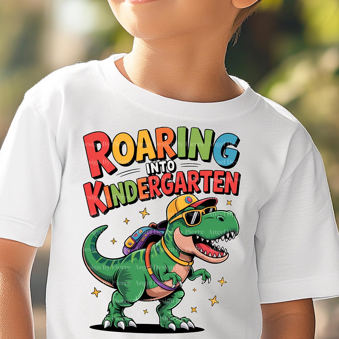 Roaring Into Kindergarten T-rex PNG: Back to School Clipart (digital ...