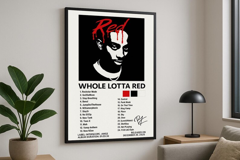 Whole Lotta Red Poster | Rap Album Cover Print | Vintage Rap Album Art ...