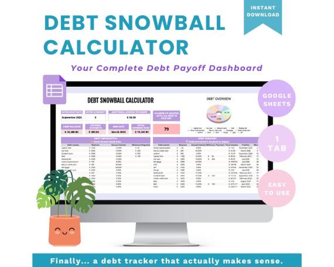 Debt Snowball Tracker | Simple Budget Sheet | Payment Tracker | Loan ...