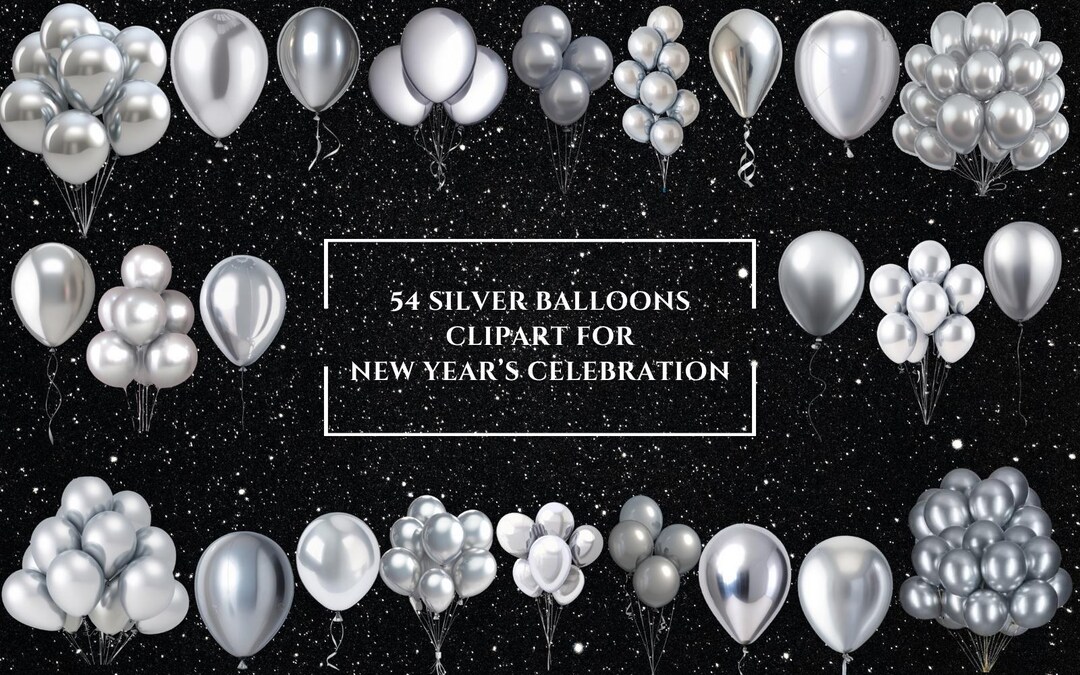 54 Silver Balloon Clipart for New Year - Etsy