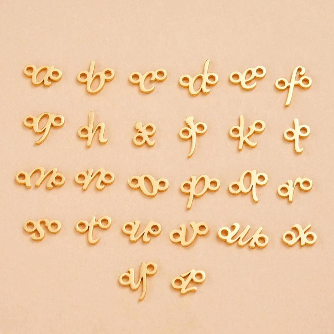 925 Sterling Silver Lowercase Letters Connector Charm, Tiny Lowercase ...