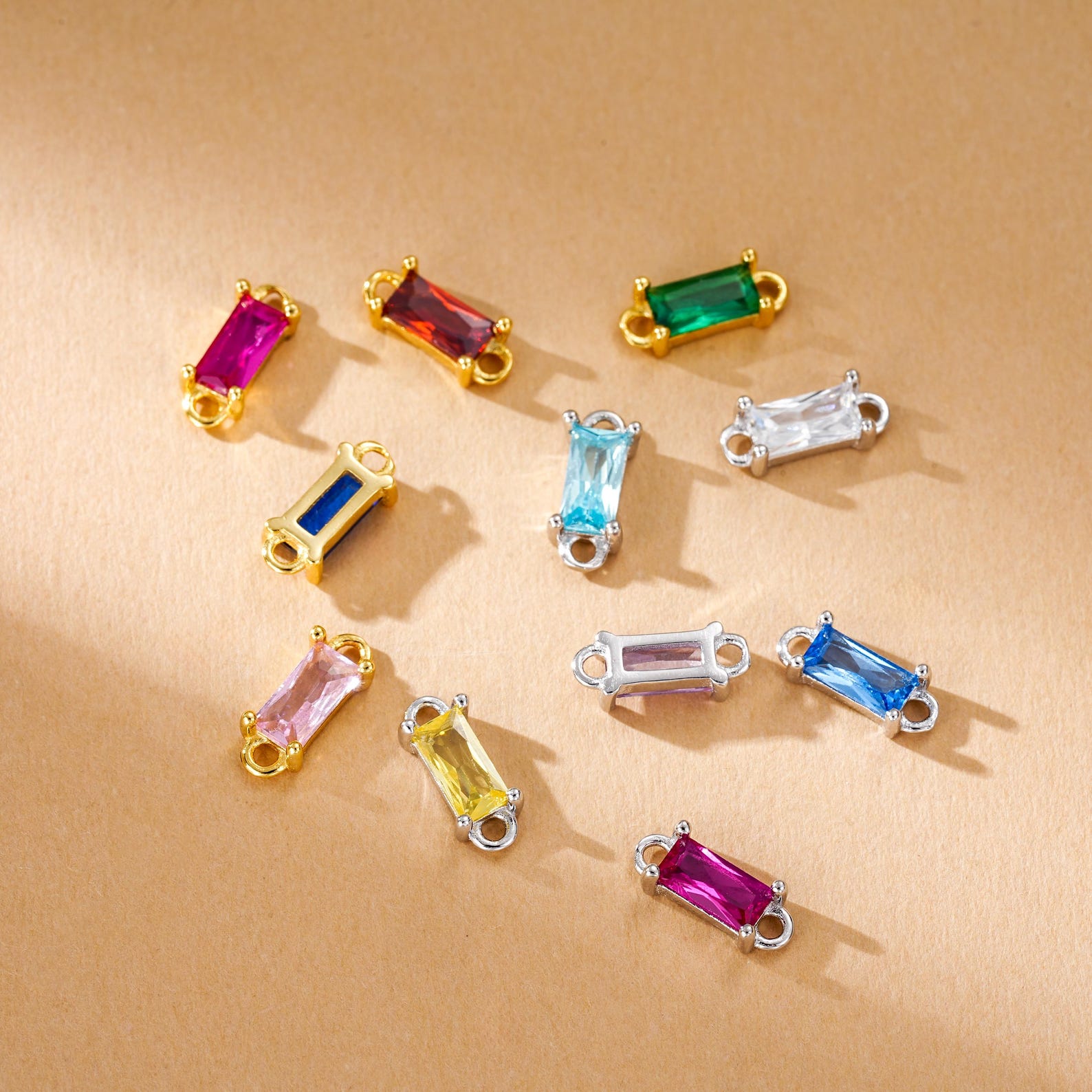 925 Sterling Slver Birthstone Connector Pendant, Birth Month Connector ...
