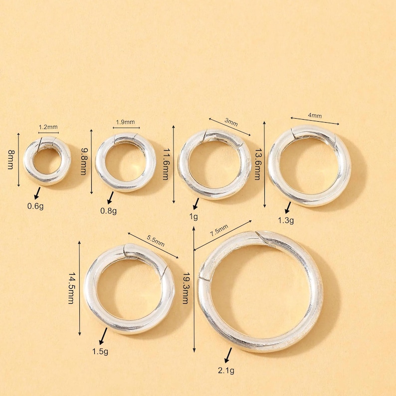 925 Sterling Silver Push Clasp, Round Carabiner Clasp, Spring Clasp for ...