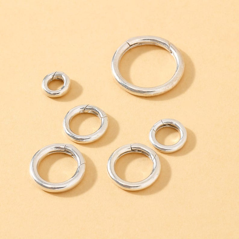 925 Sterling Silver Push Clasp, Round Carabiner Clasp, Spring Clasp for ...