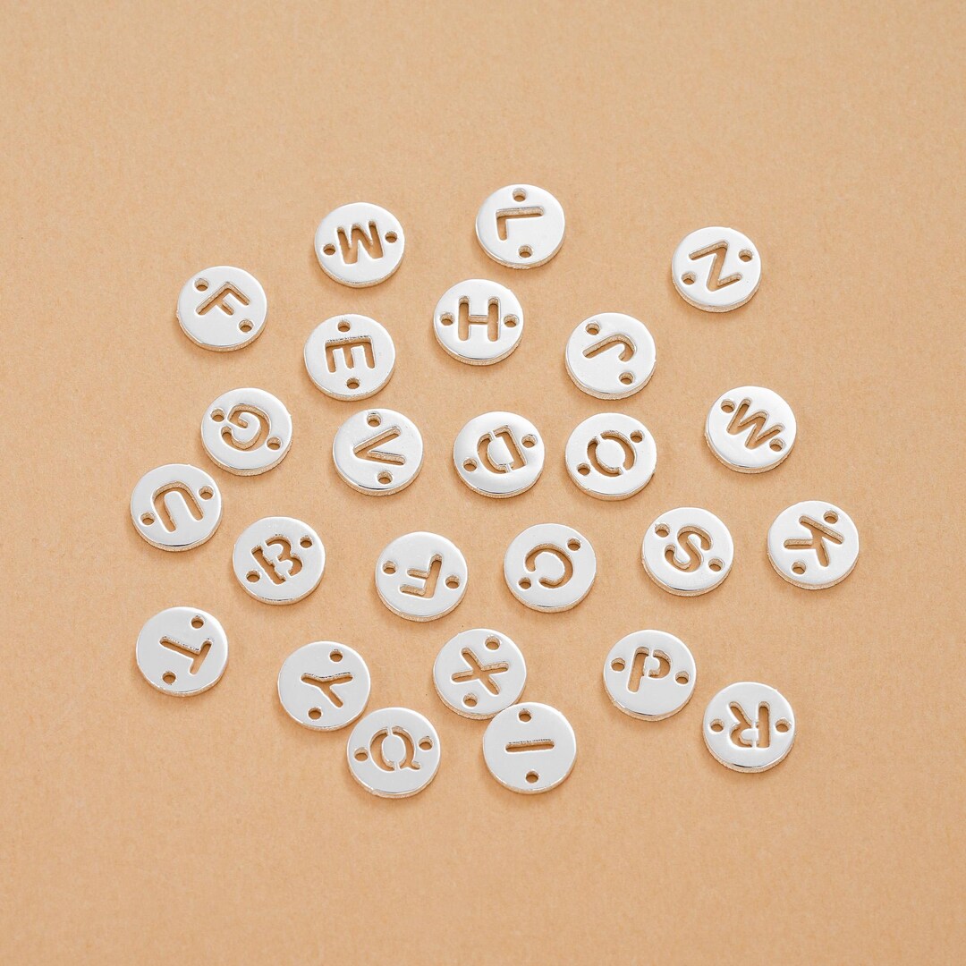 925 Sterling Silver Alphabet Charm A-Z, Customizable Initial Letter ...