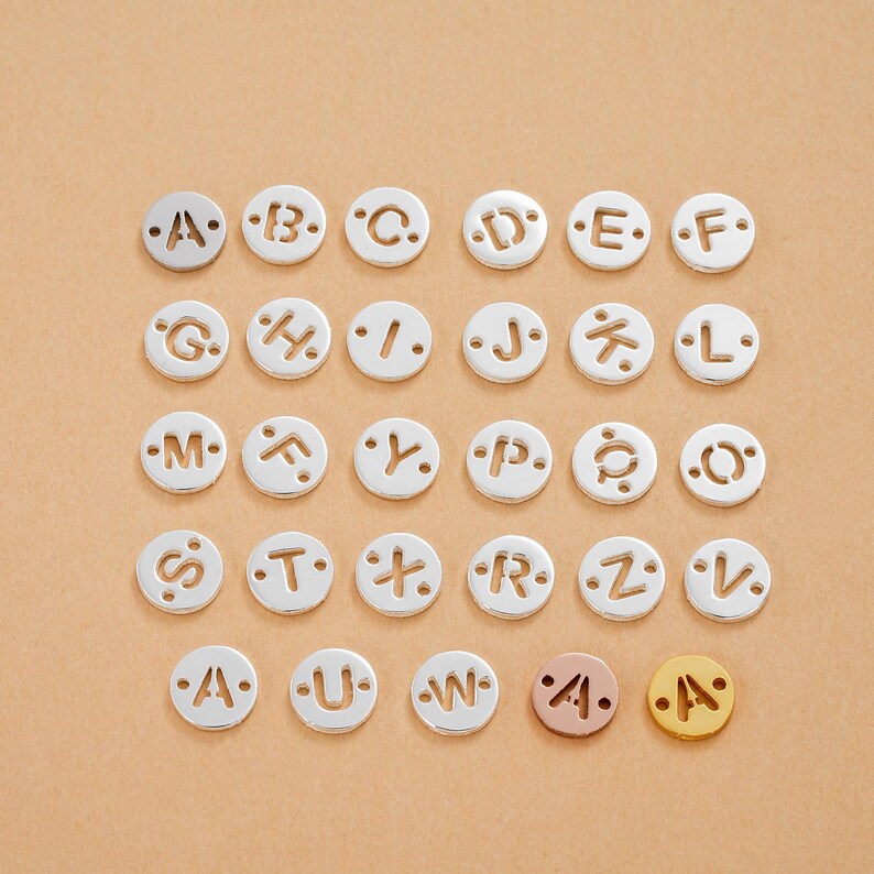 925 Sterling Silver Alphabet Charm A-Z, Customizable Initial Letter ...