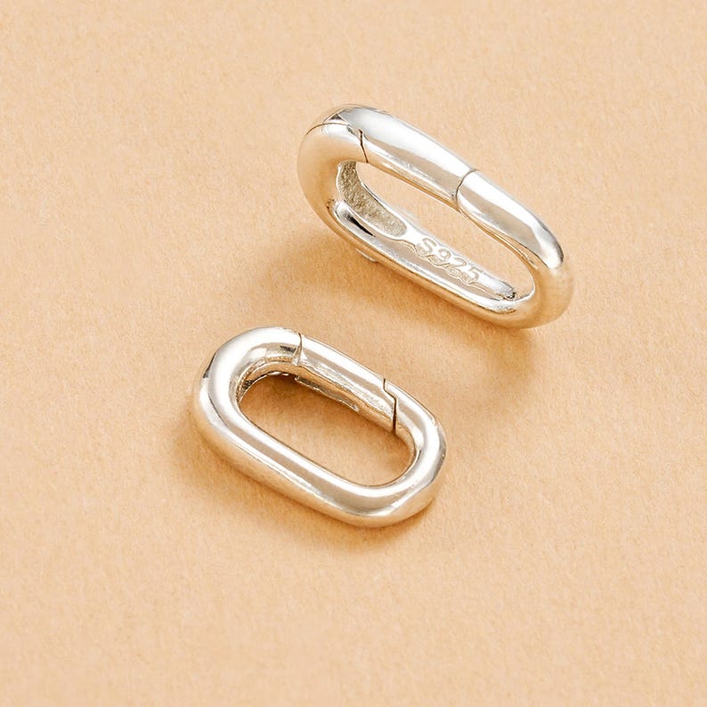 925 Sterling Silver Oval Spring Clasp, Carabiner Lock Connector ...
