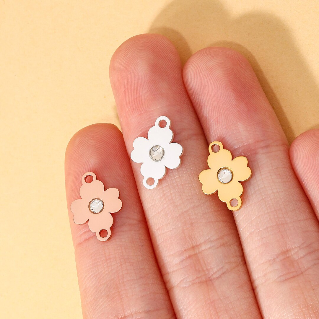 Sterling Silver Four-leaf Clover Connector Charm, Bracelet Connector ...