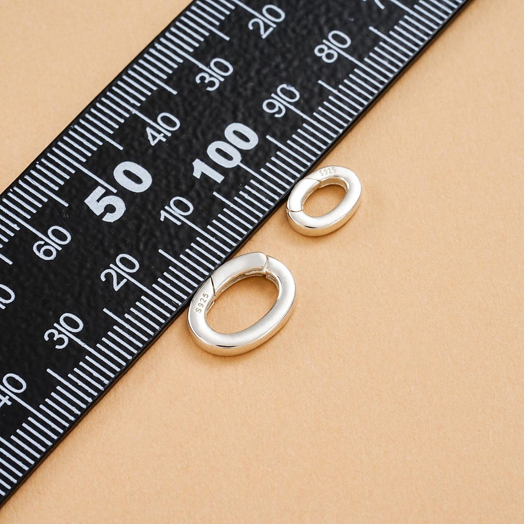 925 Sterling Silver Flat Oval Push Gate Clasp, Oval Push Carabiner ...