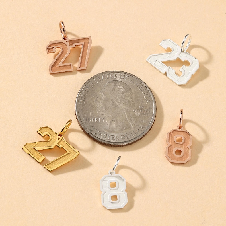 925 Sterling Silver Custom Number Charm, Sport Number Charm, Jewelry ...