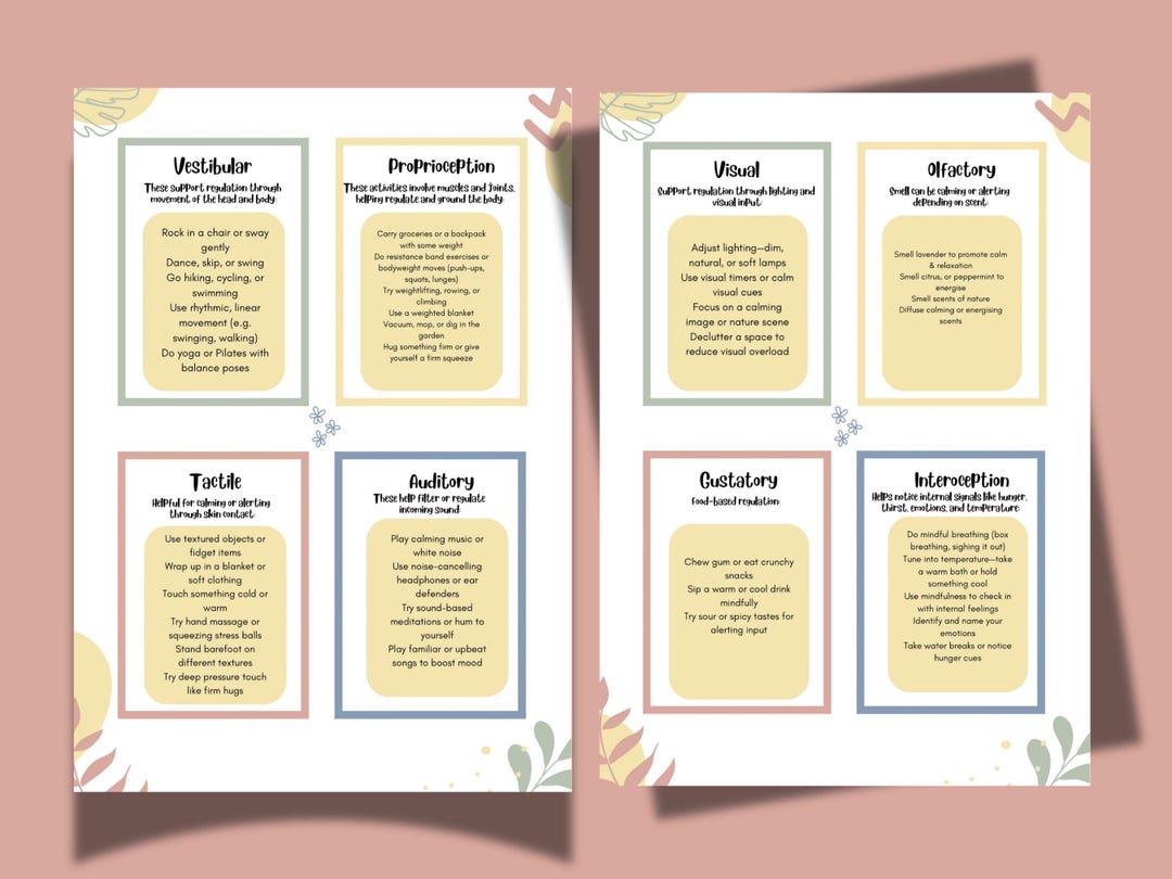Sensory Strategies Quick Reference Sheet for Adults | Printable Ot ...