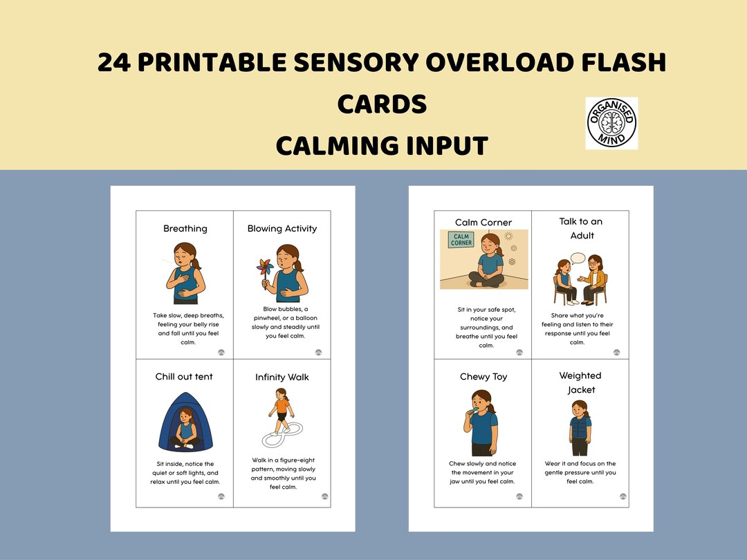 Calming Cards: Self Regulation Exercises for Kids| Sensory Overload ...