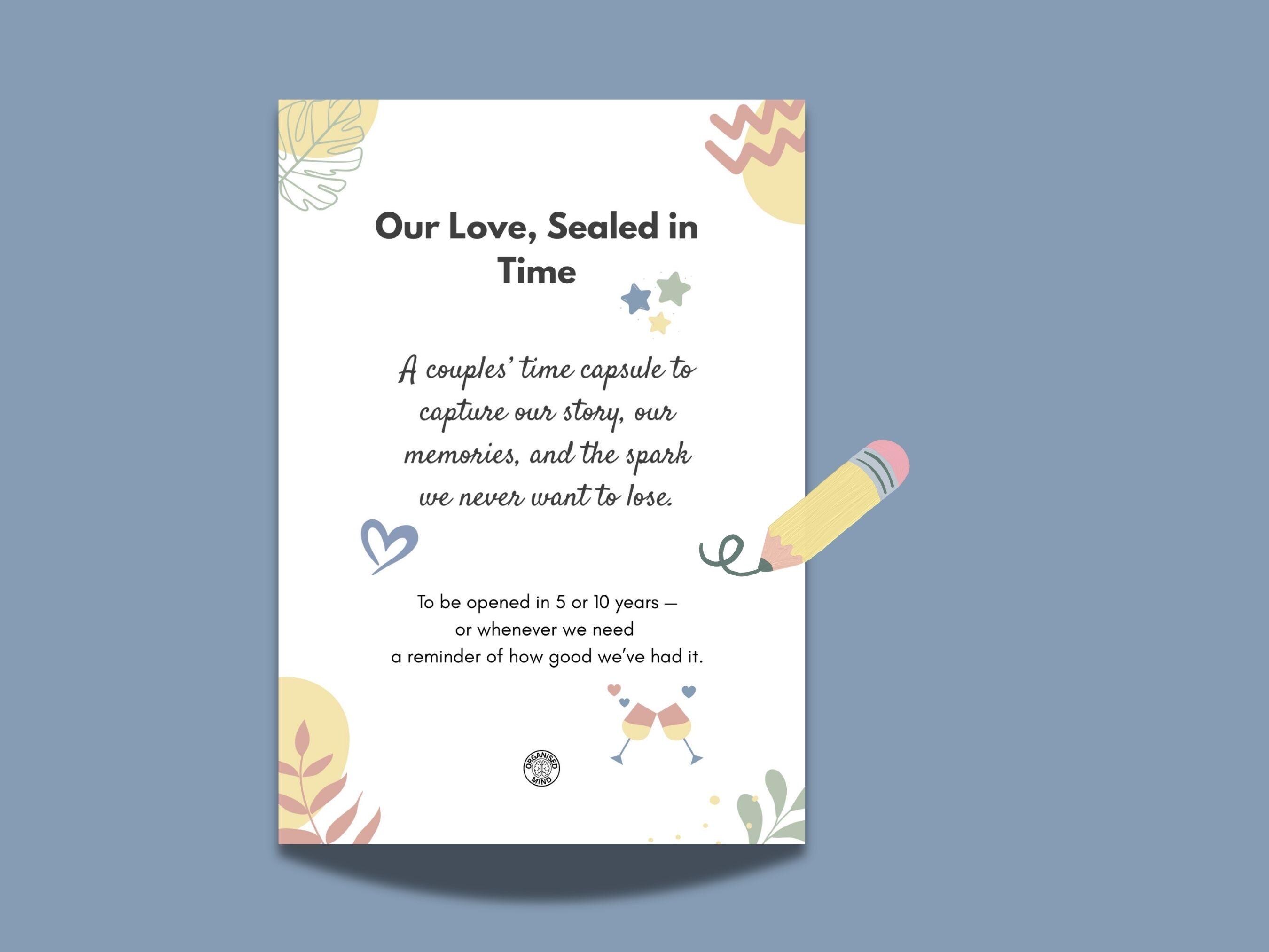 Couples Time Capsule Printable | Relationship Keepsake Journal ...