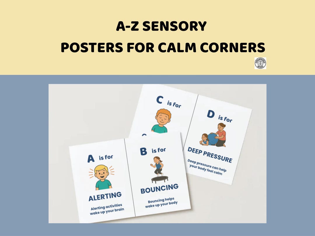 A-Z Sensory Posters for Calm Corners- Printable A4 PDF (2 A5 Cards per ...