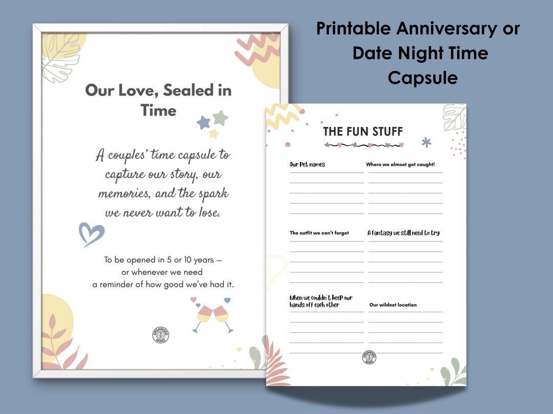 Couples Time Capsule Printable | Date Night Activity | Anniversary Time ...