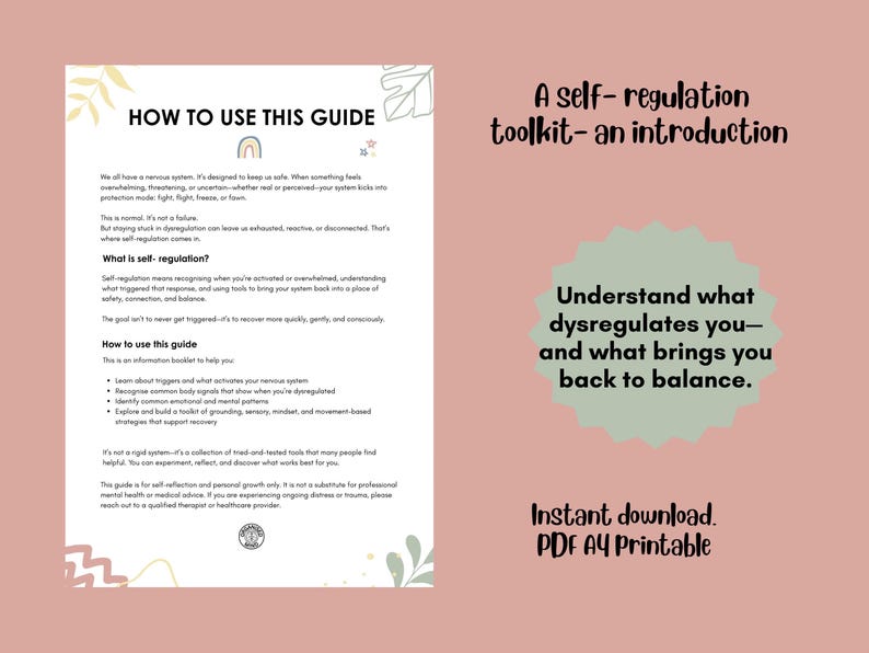 Self Regulation Toolkit Printable | Nervous System Awareness and ...