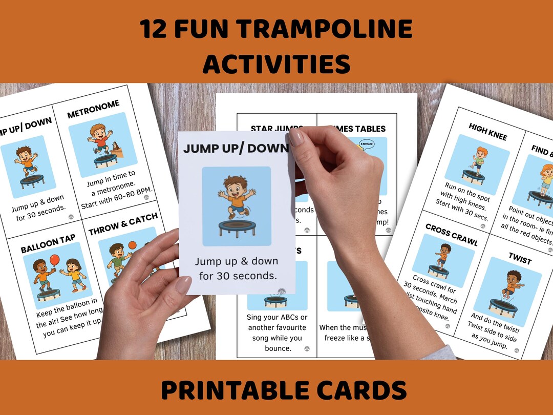 Trampoline Activities. Gross Motor Movement Cards. Balance, Regulation ...