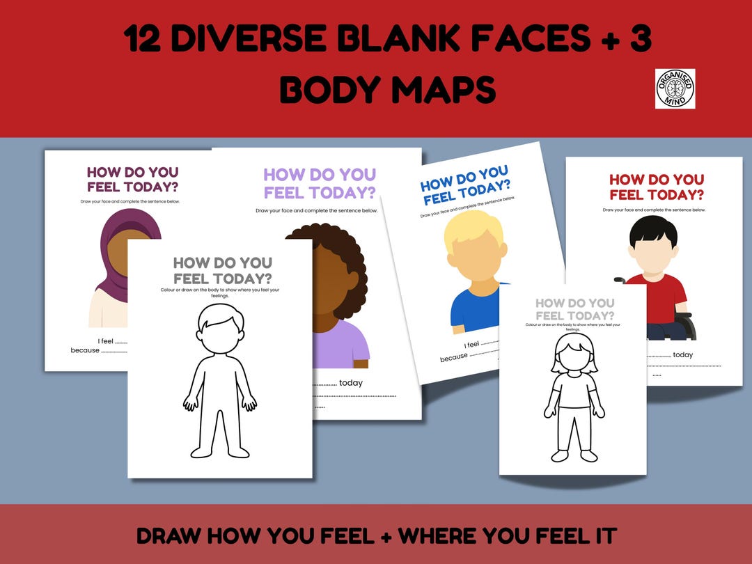 Blank Faces and Body Outline Worksheets | Draw Feelings & Body Maps ...