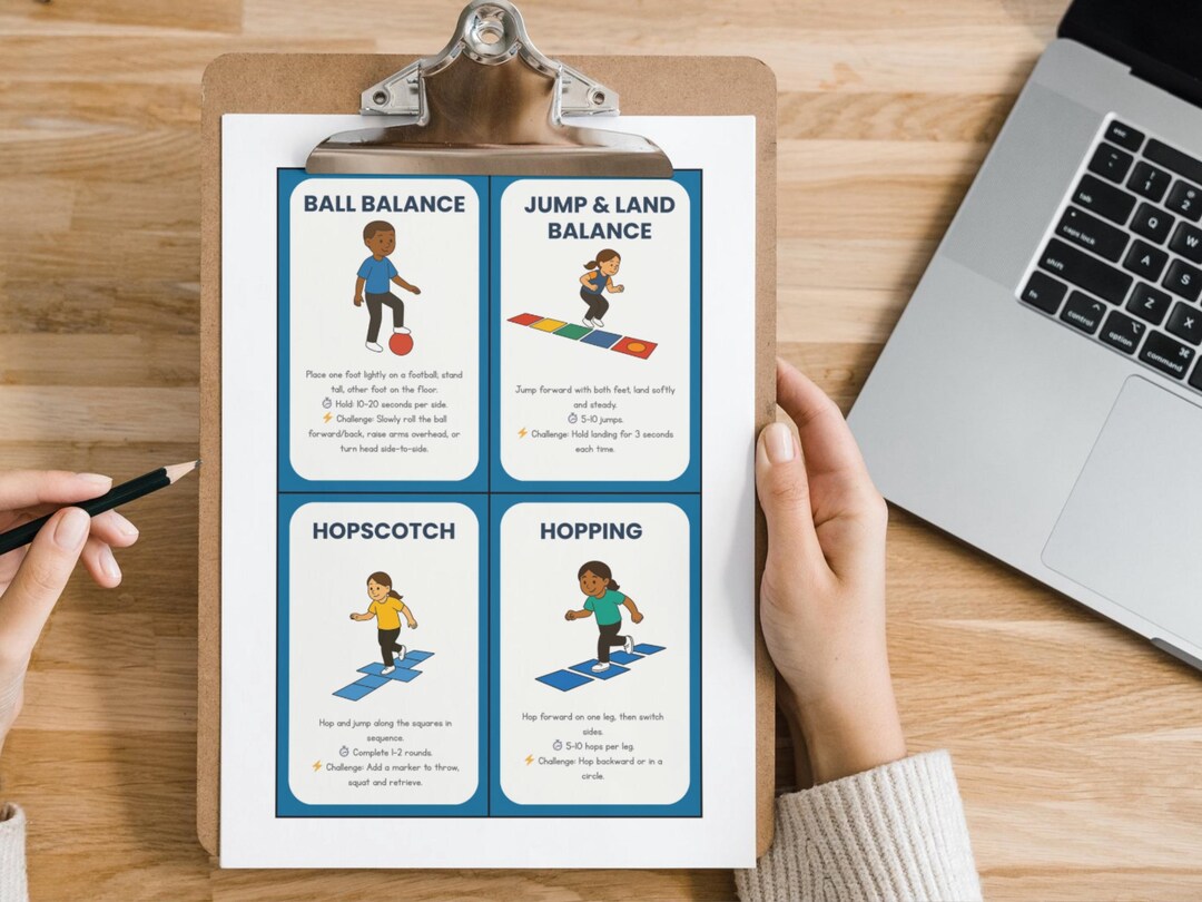 Balance & Coordination Activity Cards for Kids. Occupational Therapy ...