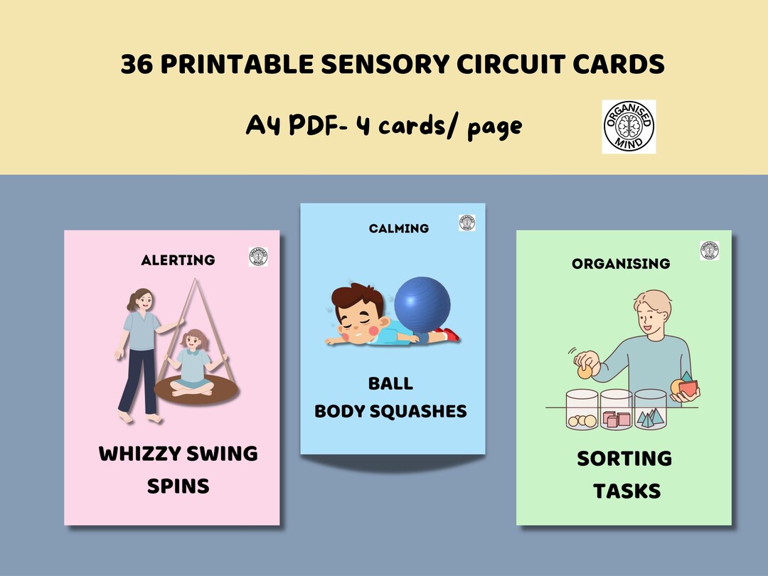 Sensory Circuit Printable Cards | 36 OT Activities for Kids | Calming ...
