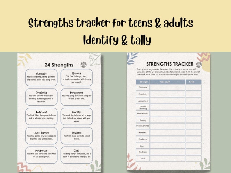 Strengths Activity | Strengths Tracker Printable | Via-inspired ...