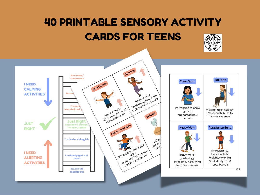Sensory Regulation Cards for Teens | Calming & Alerting Activities ...