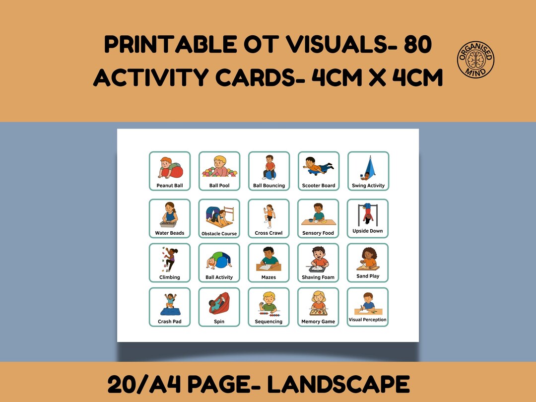 80 OT Activity Cards – Visual Supports for Autism, ADHD (printable PDF ...