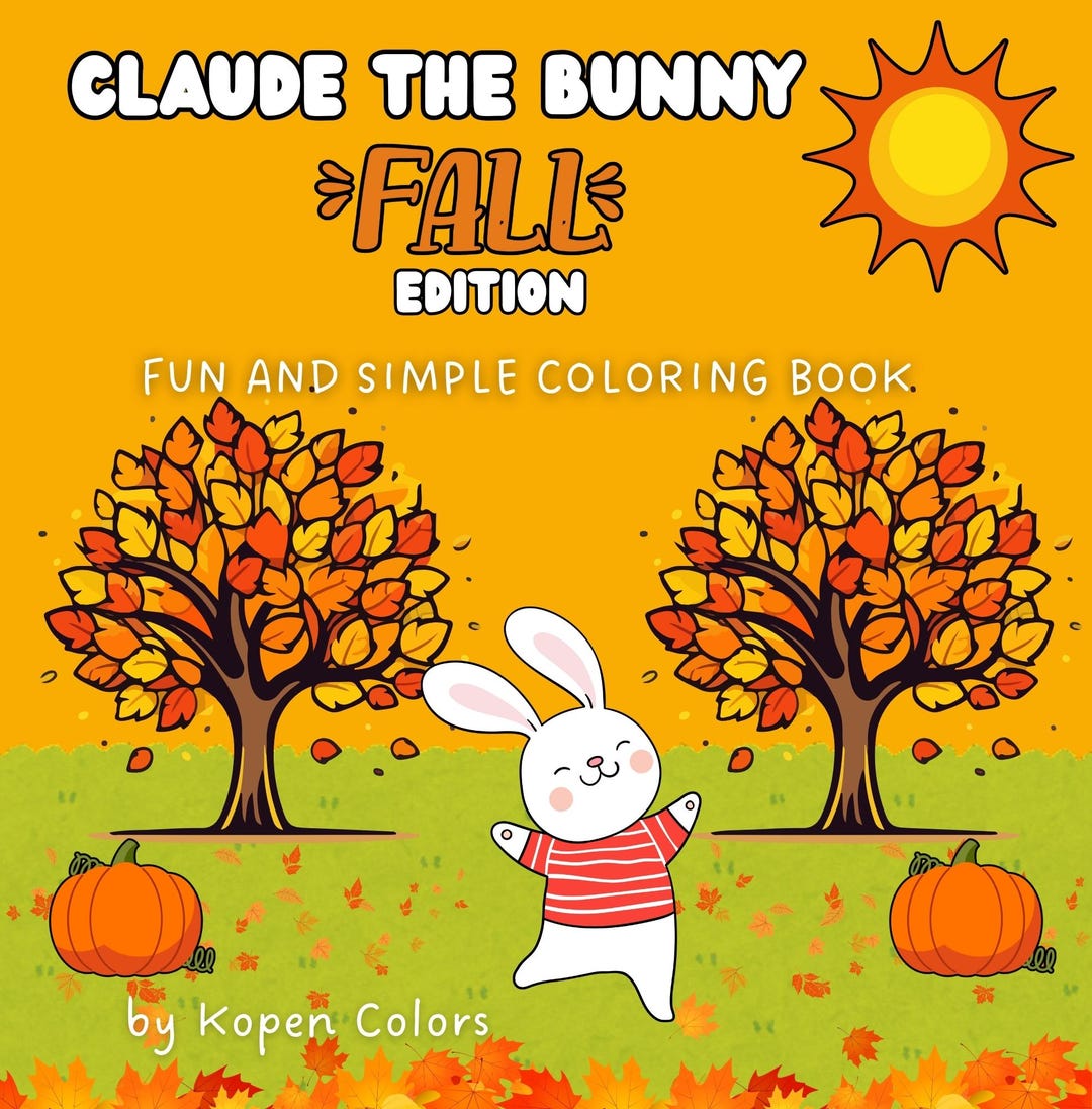 Claude the Bunny Fall Edition Coloring Book | 20 Printable Coloring ...