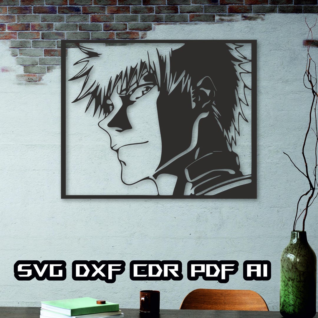 Bleach Ichigo Kurosaki Face Anime Manga Svg Dxf Cdr Pdf Ai Digital ...