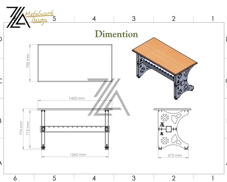 Metal Table Leg DXF Plan: CNC Plasma, Laser, Waterjet Cut (digital ...