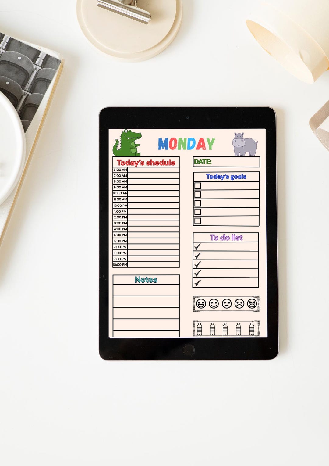 ADHD Kids Planner - Visual Daily Routine Chart With Animals - Printable ...